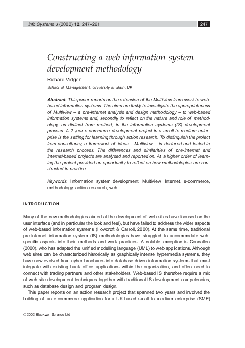 (PDF) Constructing a web information system development methodology