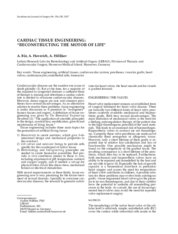 (PDF) Cardiac Tissue Engineering: “Reconstructing the Motor of Life”