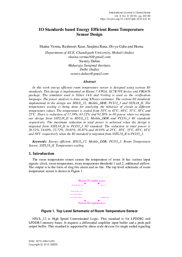(PDF) IO Standards based Energy Efficient Room Temperature Sensor Design