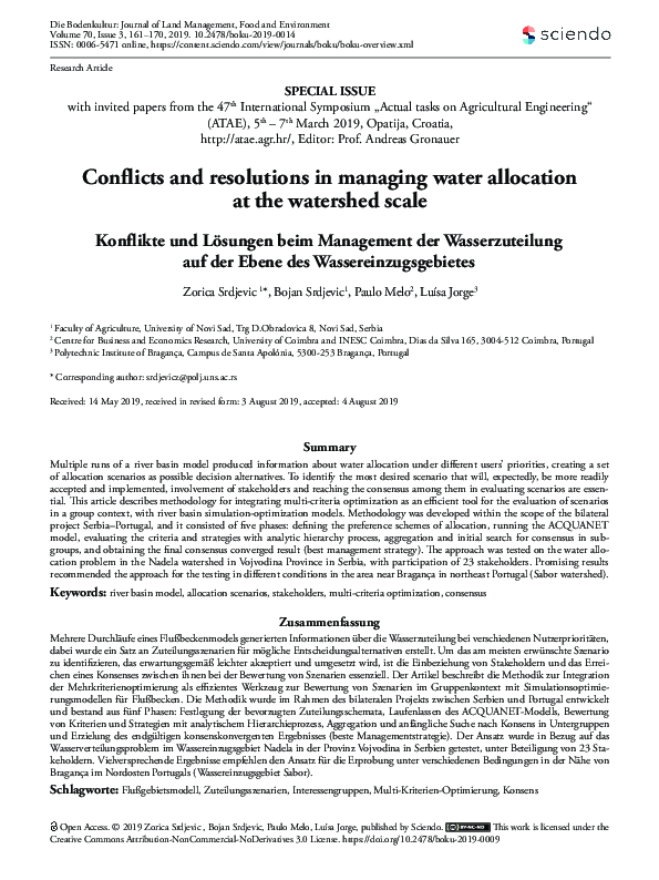 (PDF) Conflicts and resolutions in managing water allocation at the ...