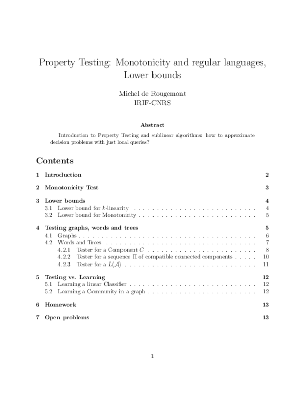 (PDF) Testing Monotonicity in Regular Languages