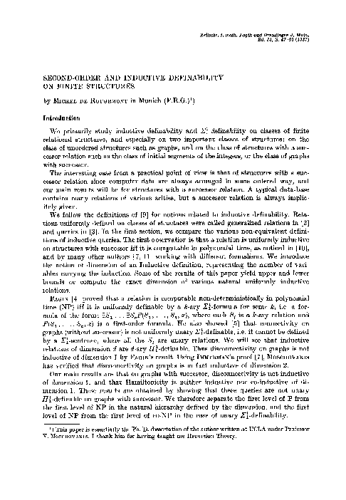 (PDF) Second-order and Inductive Definability on Finite Structures