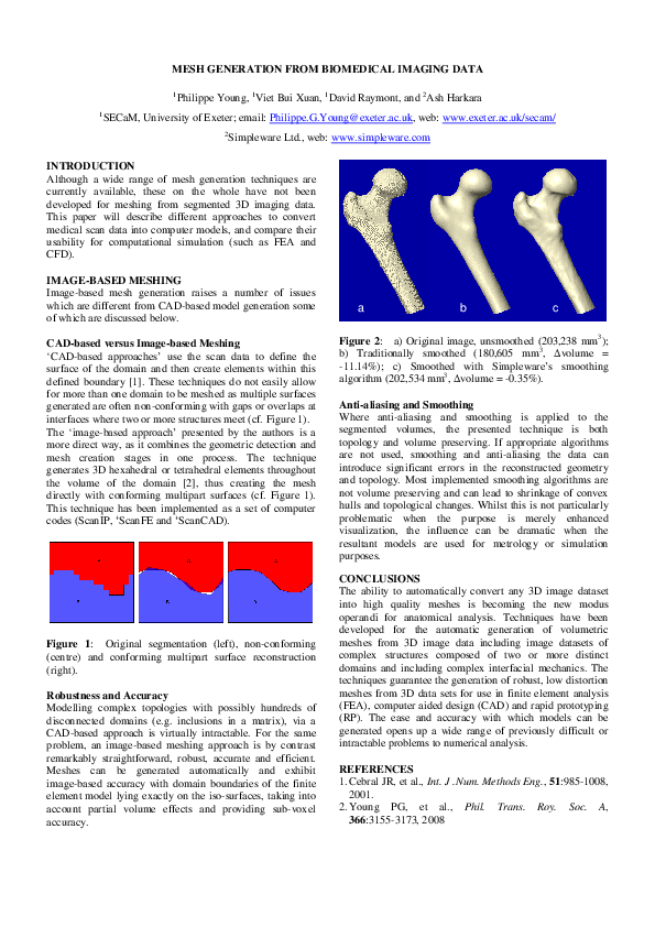 (PDF) Mesh generation from biomedical imaging data