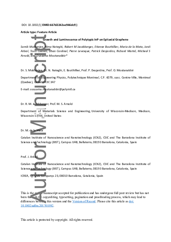 (PDF) Growth and Luminescence of Polytypic InP on Epitaxial Graphene