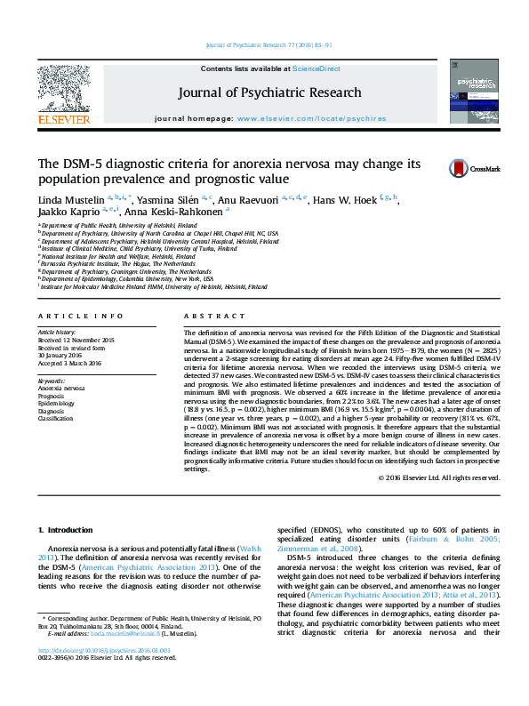 (PDF) The DSM-5 diagnostic criteria for anorexia nervosa may change its ...