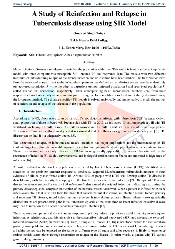 (PDF) A Study of Reinfection and Relapse in Tuberculosis disease using ...