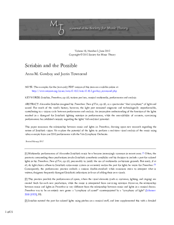 (PDF) Scriabin and the Possible