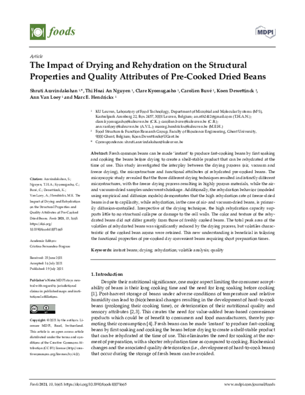 Pdf The Impact Of Drying And Rehydration On The Structural Properties