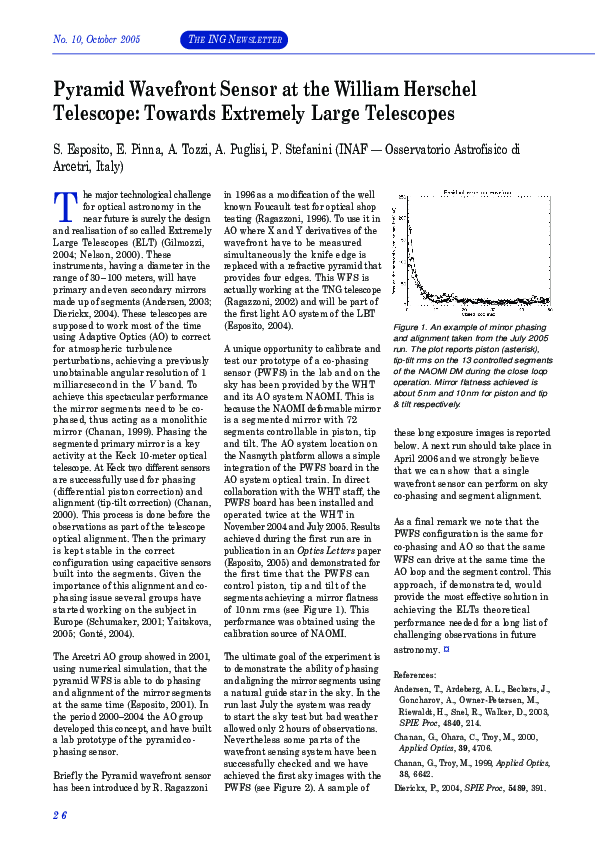 (PDF) Pyramid Wavefront Sensor at the William Herschel Telescope ...