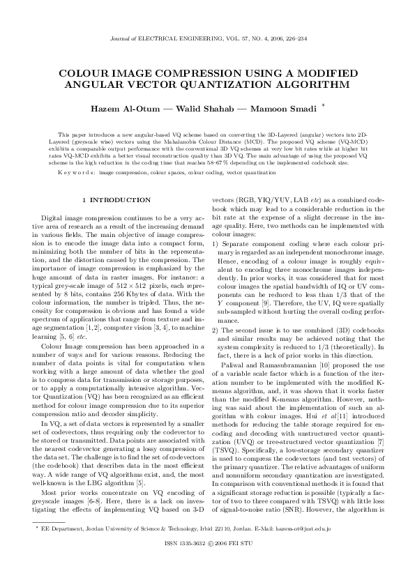 Pdf Colour Image Compression Using A Modified Angular Vector