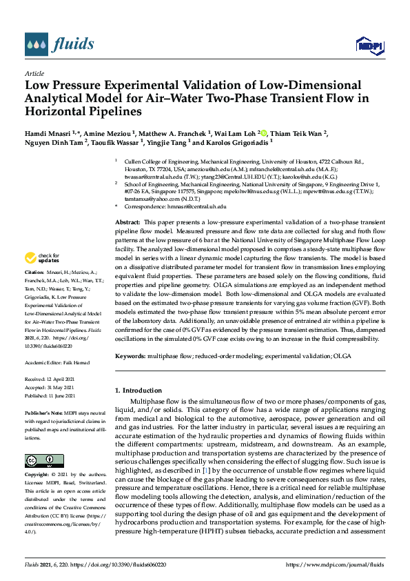 Pdf Low Pressure Experimental Validation Of Low Dimensional