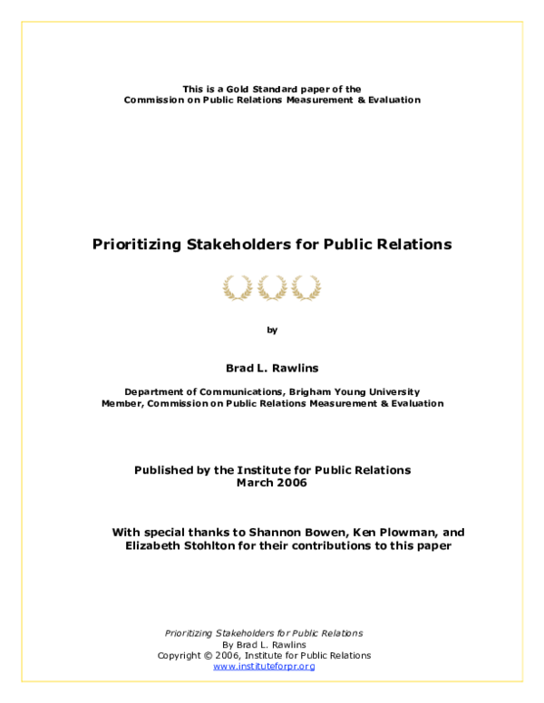 (PDF) Prioritizing Stakeholders for Public Relations