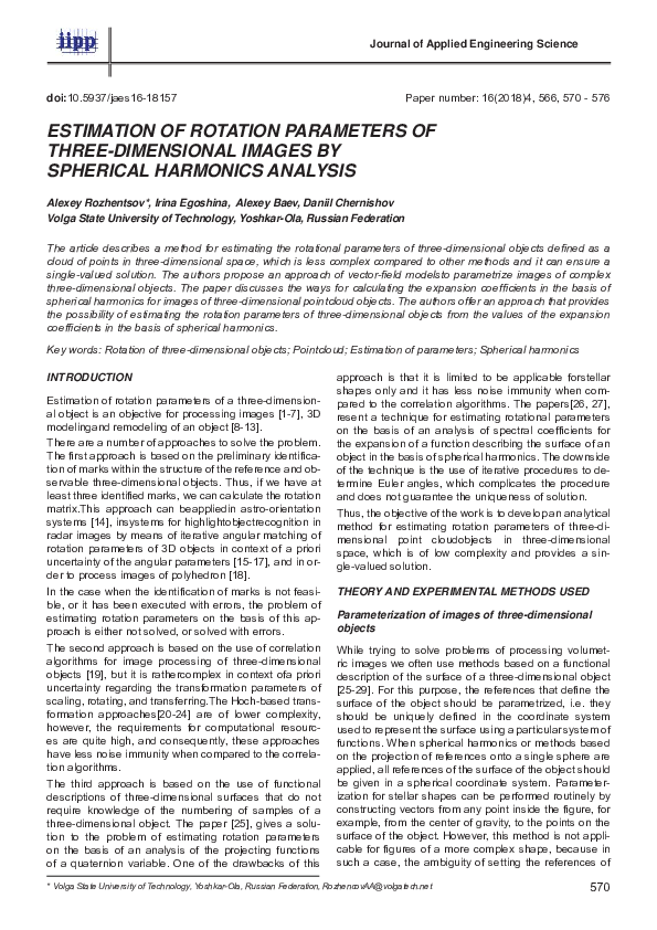 (PDF) Estimation of rotation parameters of three-dimensional images by spherical harmonics ...
