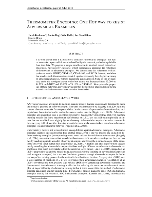 (PDF) Thermometer Encoding: One Hot Way to Resist