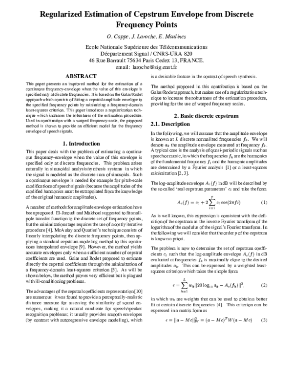 (PDF) Regularized estimation of cepstrum envelope from discrete ...