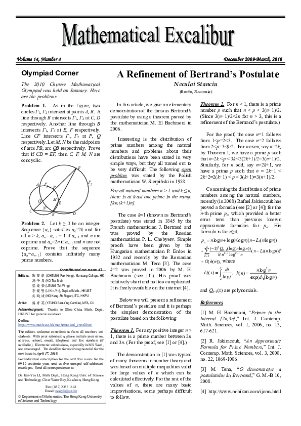(PDF) A Refinement of Bertrand's Postulate