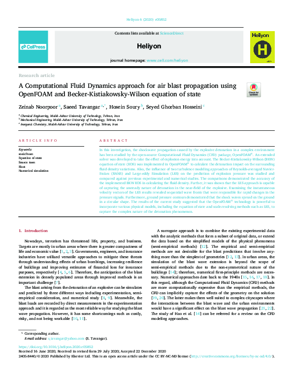 Pdf A Computational Fluid Dynamics Approach For Air Blast Propagation Using Openfoam And