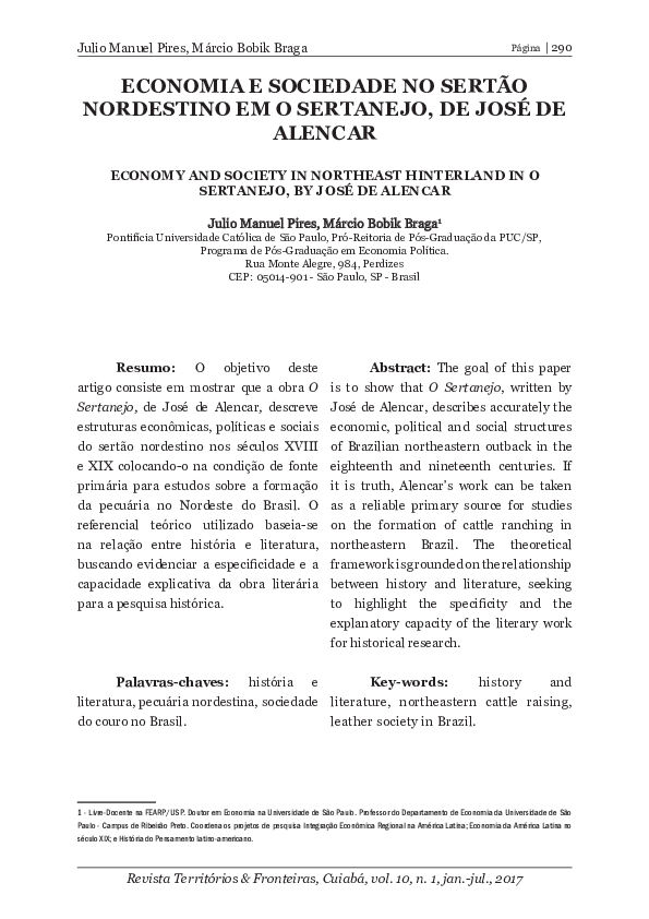(PDF) Economia e Sociedade no Sertão Nordestino em O Sertanejo, de José ...