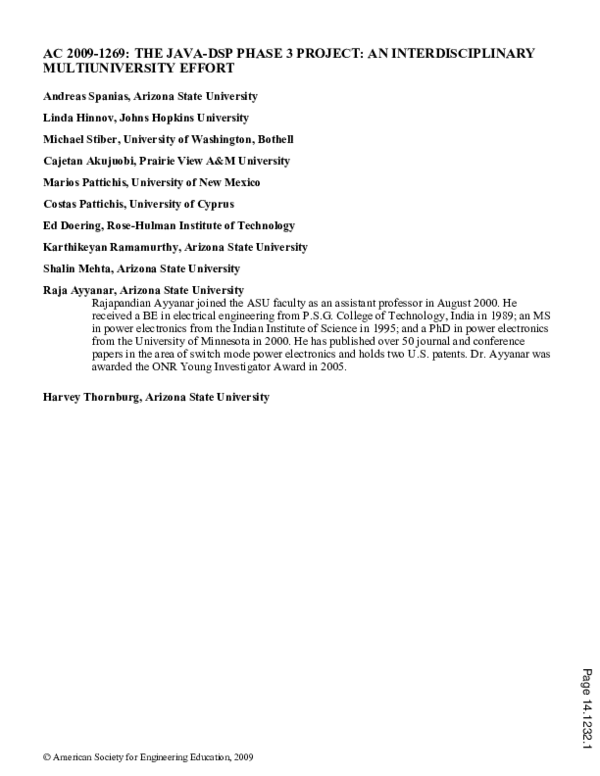 (PDF) THE java-DSP phase 3 project: An interdisciplinary multi-university effort