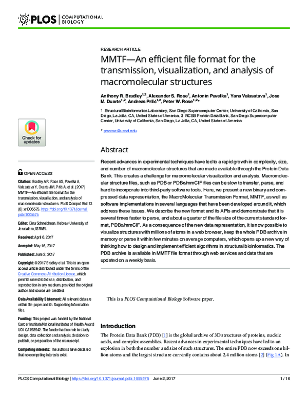 (PDF) MMTF-An efficient file format for the transmission, visualization ...