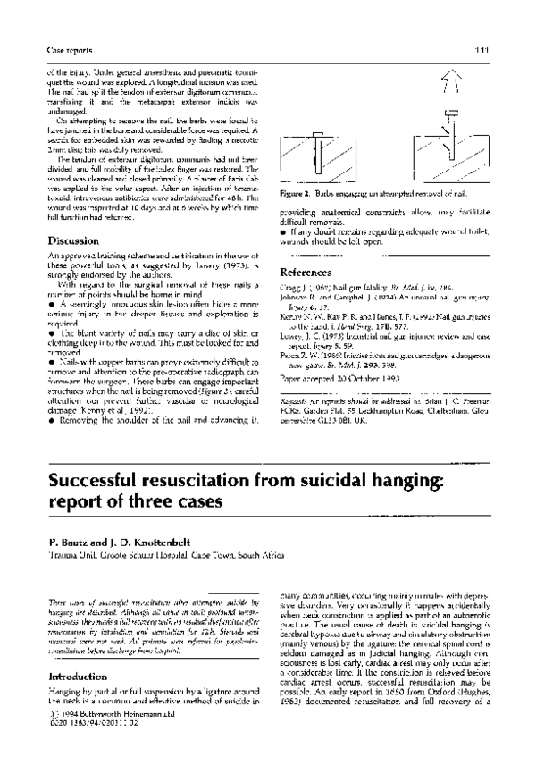 (PDF) Successful resuscitation from suicidal hanging: report of three cases