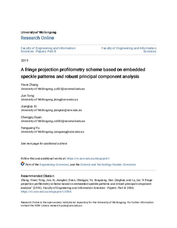(PDF) A fringe projection profilometry scheme based on embedded speckle patterns and robust ...