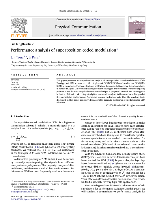 (PDF) Performance analysis of superposition coded modulation | Jun Tong - Academia.edu
