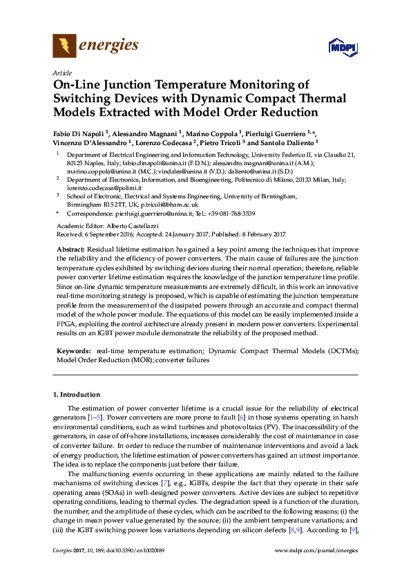 Pdf On Line Junction Temperature Monitoring Of Switching Devices With Dynamic Compact Thermal