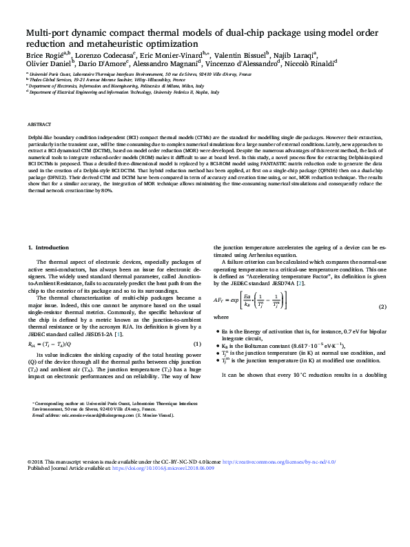 Pdf Multi Port Dynamic Compact Thermal Models Of Dual Chip Package Using Model Order Reduction