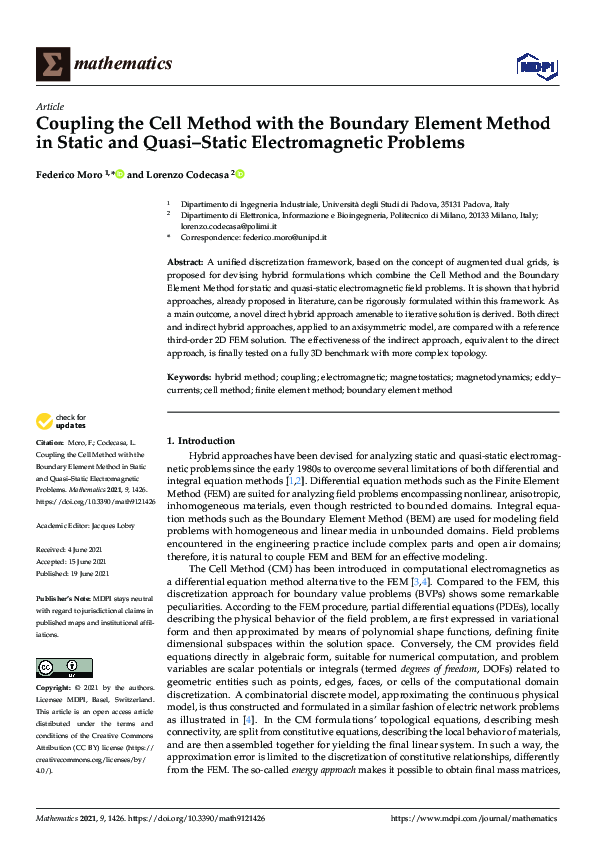 Pdf Coupling The Cell Method With The Boundary Element Method In 4428
