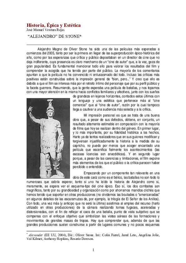 (PDF) Alejandro de Stone [Alexander (2004), Historia, épica y estética 6]