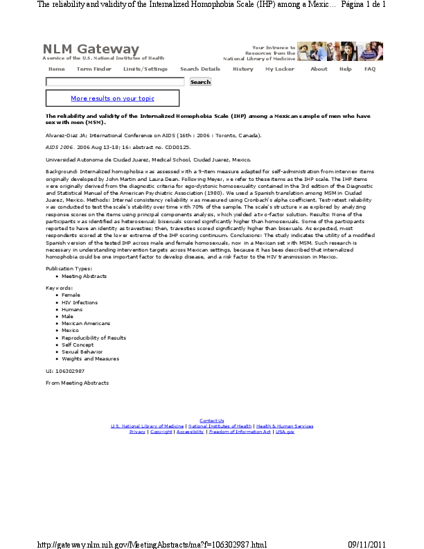 (PDF) The reliability and validity of the Internalized Homophobia Scale ...
