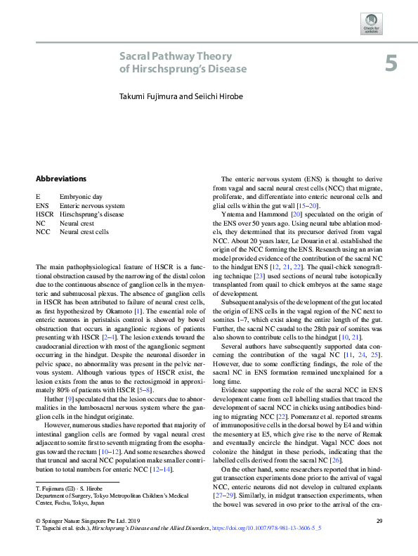 (PDF) Sacral Pathway Theory of Hirschsprung’s Disease