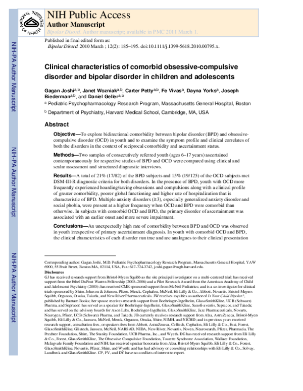 (PDF) Clinical characteristics of comorbid obsessive-compulsive ...