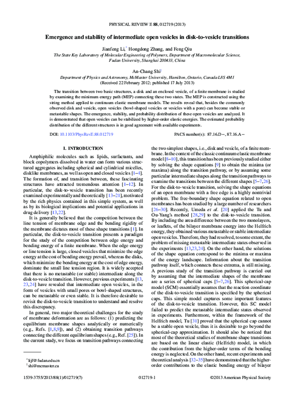 (PDF) Emergence and stability of intermediate open vesicles in disk-to ...