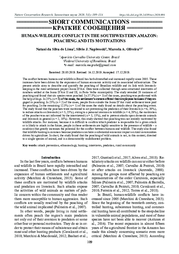 (PDF) II. Poaching, Wildlife Trafficking and Conflict