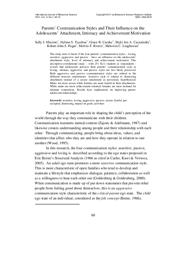 (PDF) Parents’ Communication Styles and Their Influence on the ...