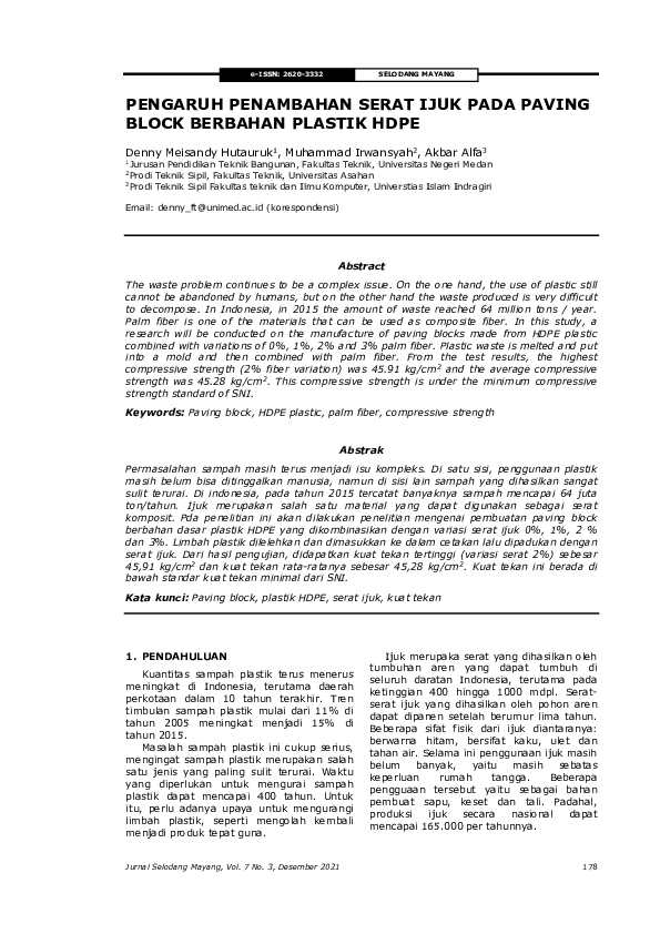 (PDF) Pengaruh Penambahan Serat Ijuk Pada Paving Block Berbahan Plastik Hdpe | akbar alfa ...