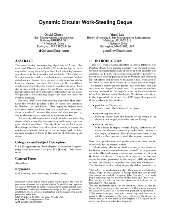 (PDF) Dynamic circular work-stealing deque