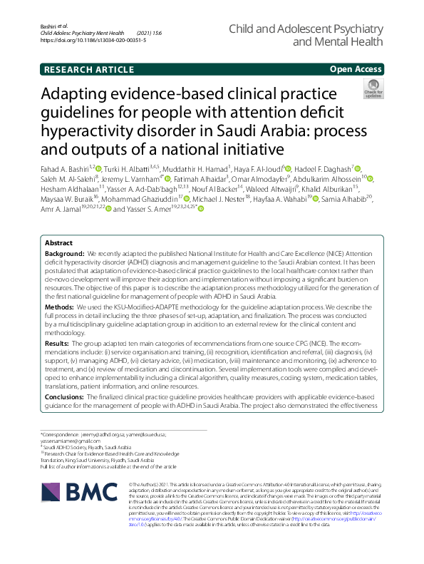 (PDF) Adapting evidence-based clinical practice guidelines for people with attention deficit ...