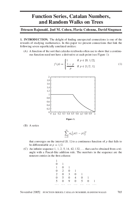 (PDF) Function Series, Catalan Numbers, and Random Walks on Trees