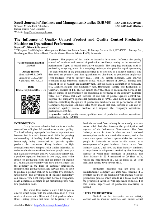 (PDF) The Influence of Quality Control Product and Quality Control ...