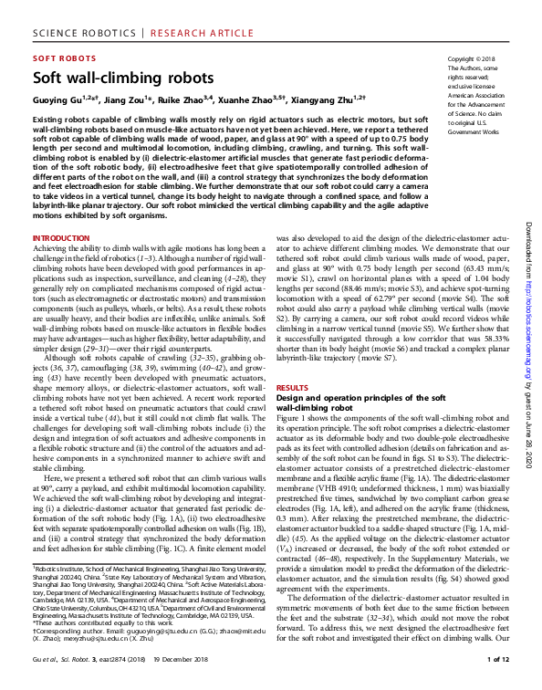 (PDF) Soft wall-climbing robots