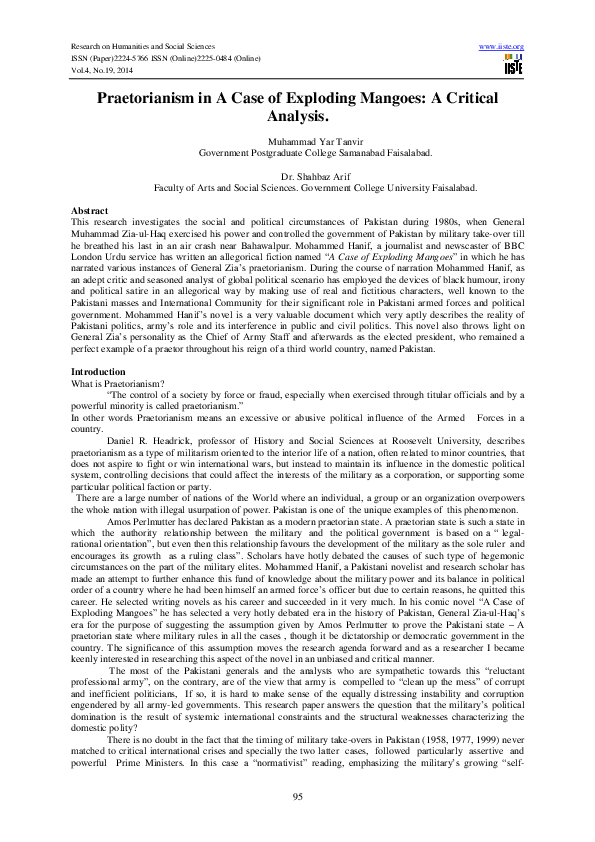 (PDF) Praetorianism in A Case of Exploding Mangoes: A Critical Analysis