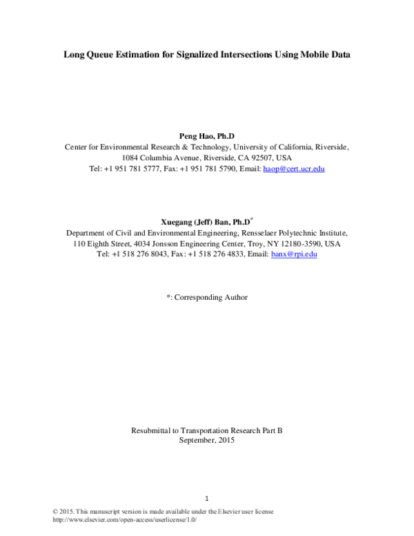 Pdf Long Queue Estimation For Signalized Intersections Using Mobile Data