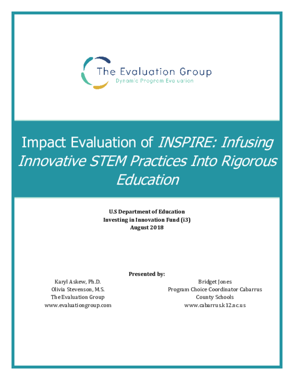 (PDF) Impact Evaluation of "INSPIRE: Infusing Innovative STEM Practices ...