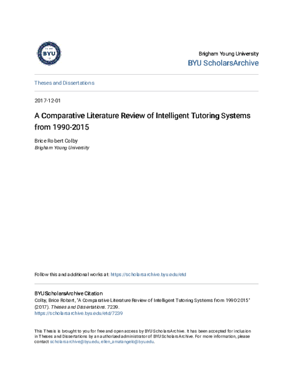 (PDF) A Comparative Literature Review of Intelligent Tutoring Systems ...