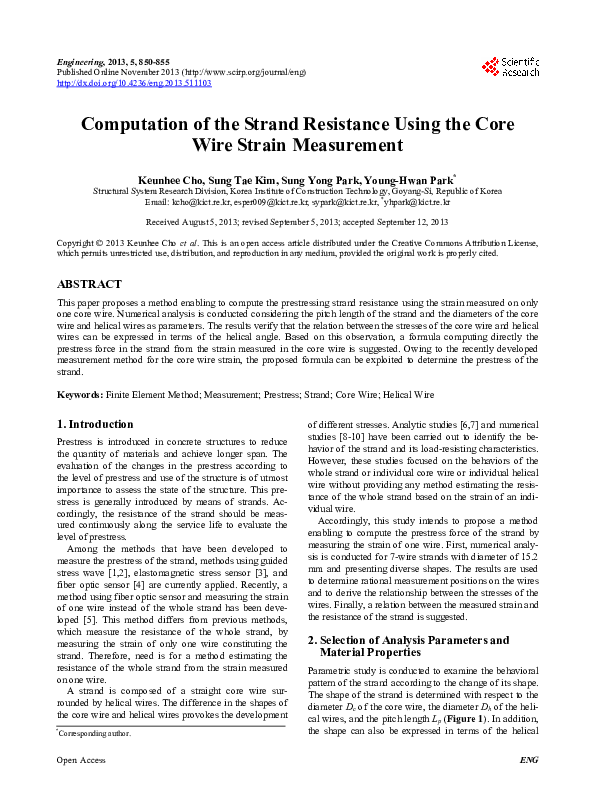 (PDF) Computation of the Strand Resistance Using the Core Wire Strain ...