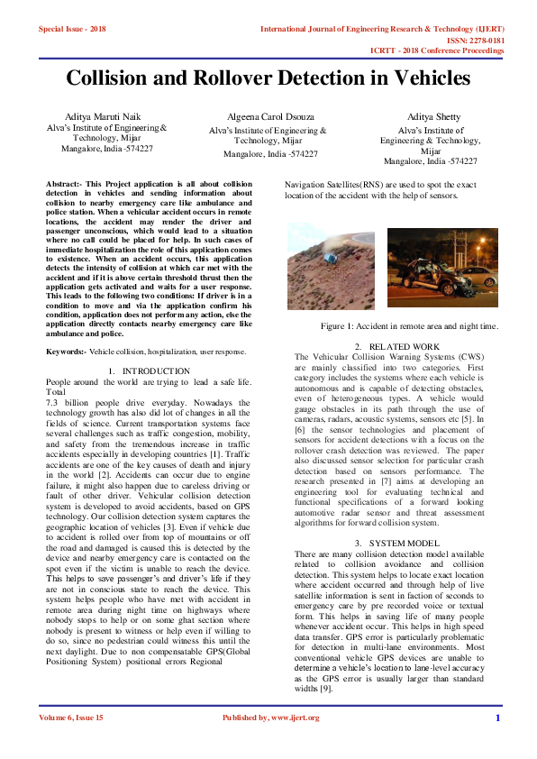 (PDF) Collision and Rollover Detection in Vehicles