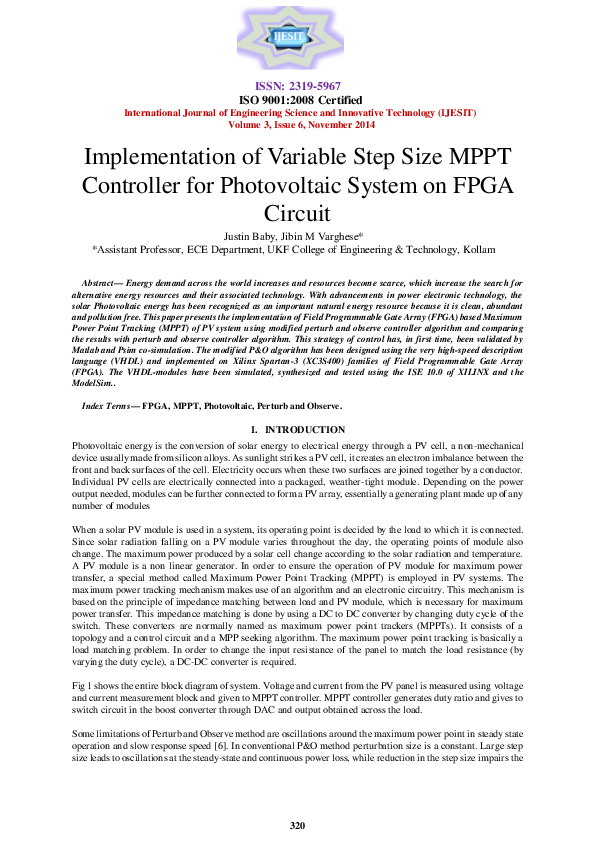 (PDF) Implementation of Variable Step Size MPPT Controller for ... (PDF) Implementation of Variable Step Size MPPT Controller for ...
